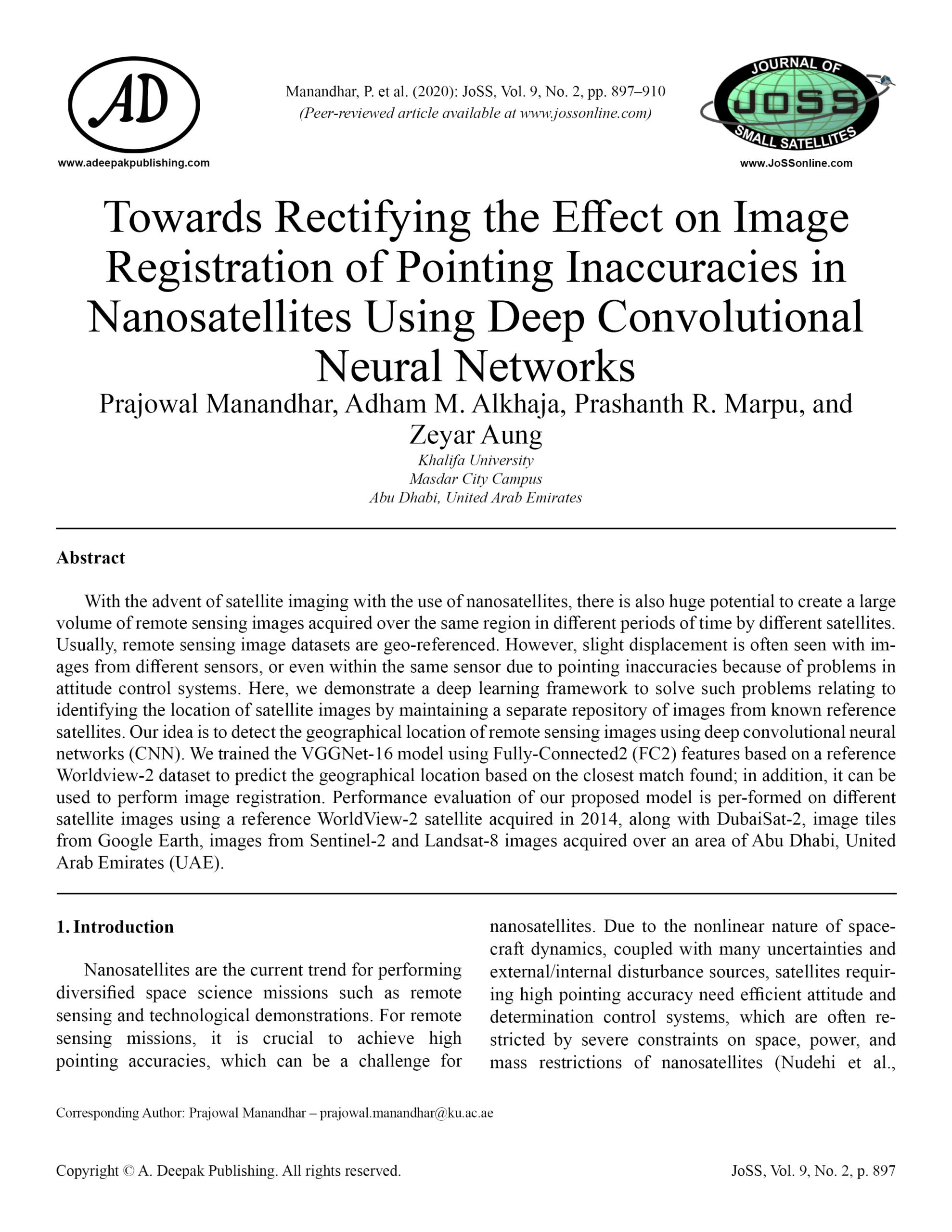 Towards Rectifying The Effect On Image Registration Of Pointing